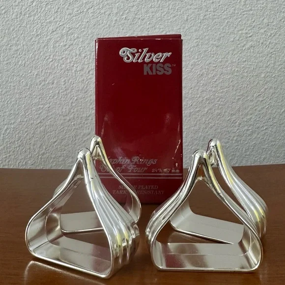 Dining | Silver Kiss Natkin Rings Set Of 4 Vintage Retro | Poshmark